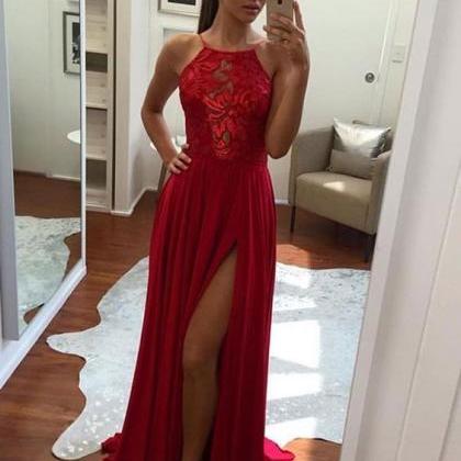 Unique Red Chiffon Long Prom Dress, Red Evening Dress on Luulla