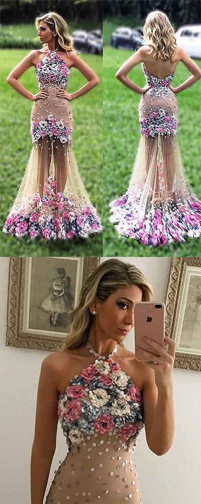 Unique Gorgeous Halter Open Back Pretty Long Prom Dresses on Luulla