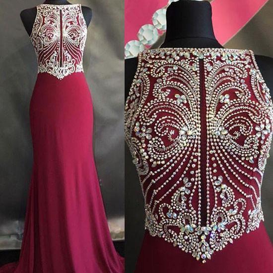 Unique Beaded Chiffon Red Long Prom Dress, Evening Dress on Luulla