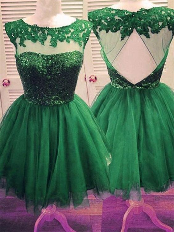 2017 Sexy Prom Dress,Green Tulle Prom Dresses,Short Graduation Dress ...