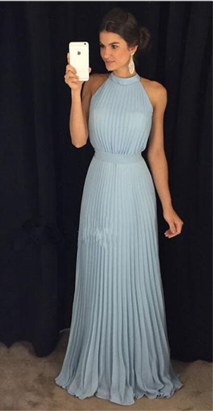 Light Blue Prom Dresses,chiffon Prom Dresses,pleated Prom Dresses ...